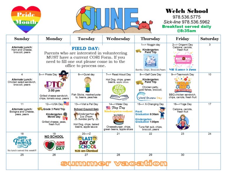 June Calendar : Peabody Public Schools