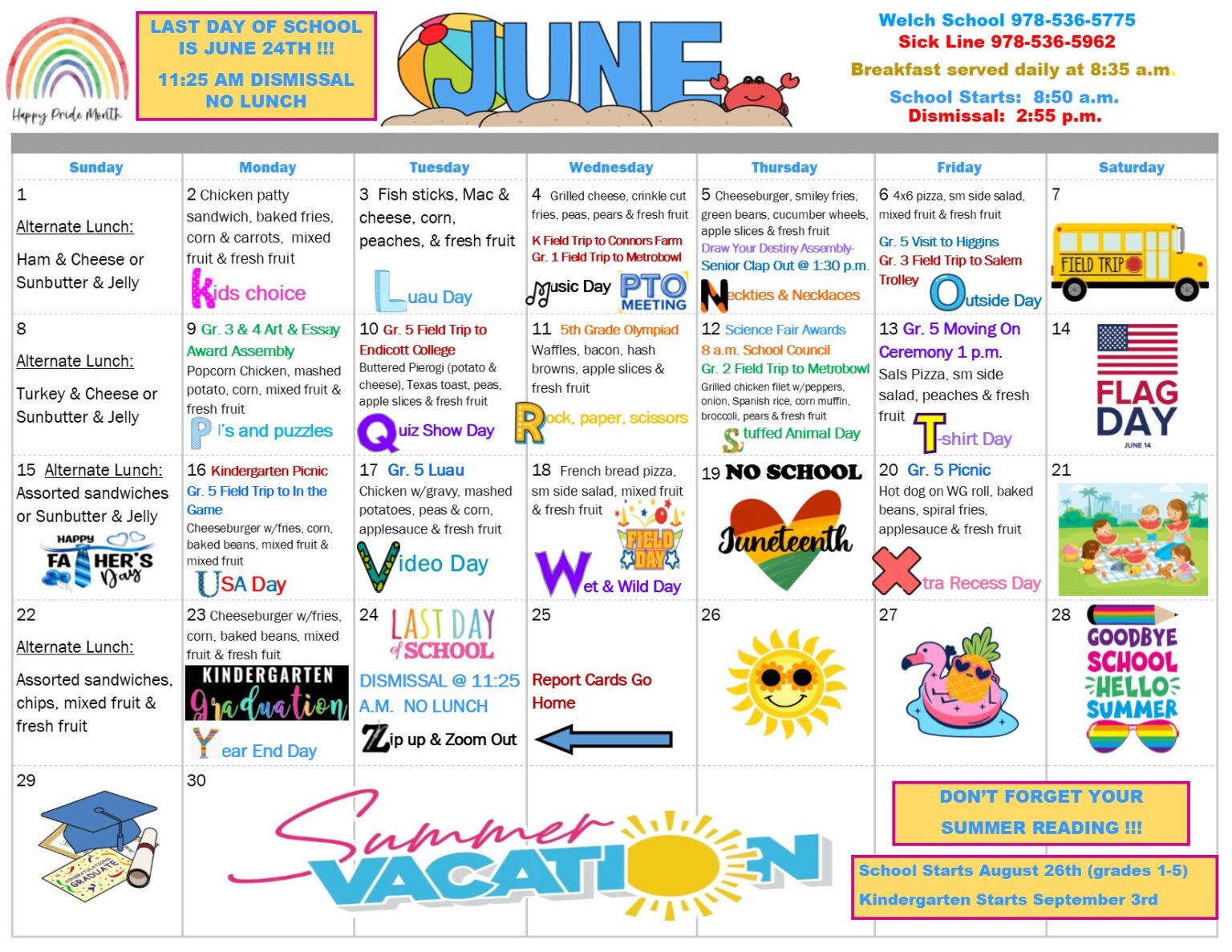 June Calendar : Peabody Public Schools